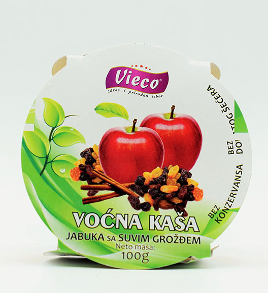 Voćna kaša od jabuke i suvog groždja 100g Vieco