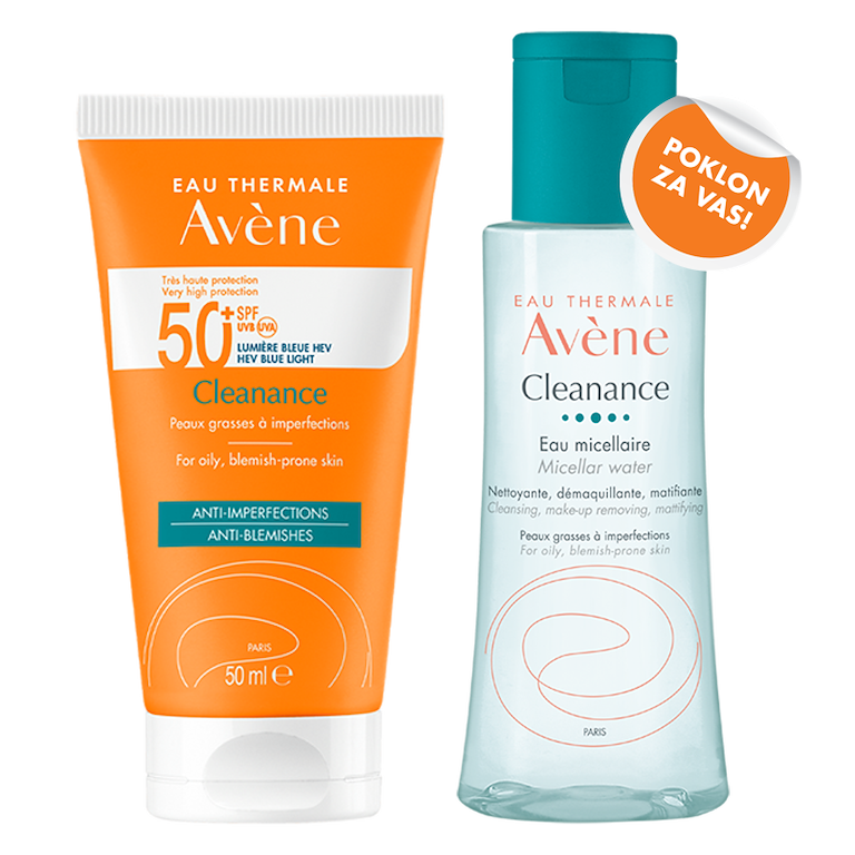 Avene Sun Cleanance emulzija SPF 50+ 50ml + Avene Cleanance micelarni losion 100ml gratis