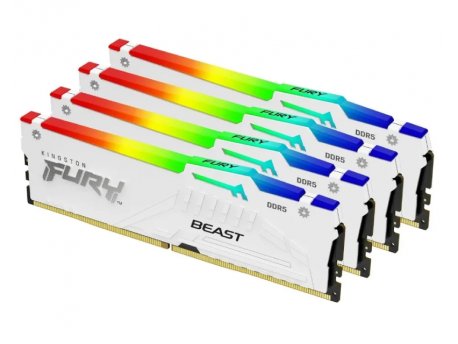 KINGSTON DIMM DDR5 128GB (4X32GB KIT) 5200MT/S KF552C40BWAK4-128 FURY BEAST WHITE RGB XMP