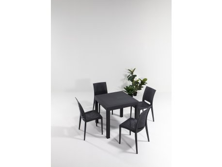 HANAH HOME BAŠTENSKI SET RATTAN 80X80 SMALL MASA TAKIMI ANTHRACITE