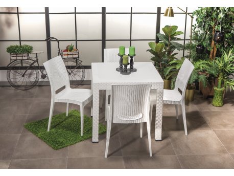 HANAH HOME BAŠTENSKI SET RATTAN 80X80 SMALL MASA TAKIMI WHITE