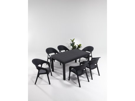 HANAH HOME BAŠTENSKI SET GARDEN 90X150 LARGE MASA TAKIMI ANTHRACITE