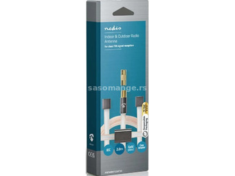 NEDIS ANFMBW105AT20 FM Antena IEC koaksijalni muški, Gold Plated, 50Ohm, Unshielded, 2m, PVC