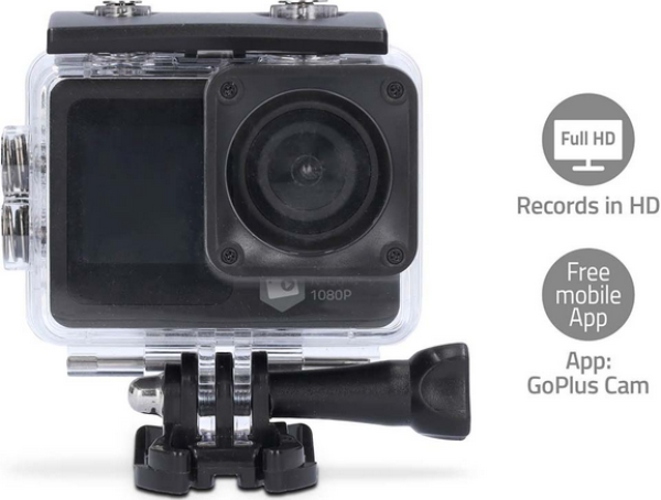 ACAM31BK Dual screen action cam with HD 1080p@30fps resolution Nedis