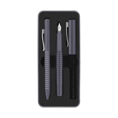 Faber - Castell set - Hemijska olovka i naliv pero, Grip dapple gray, M