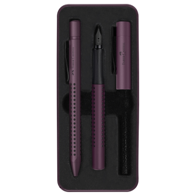 Faber - Castell set - Hemijska olovka i naliv pero, Grip berry, M