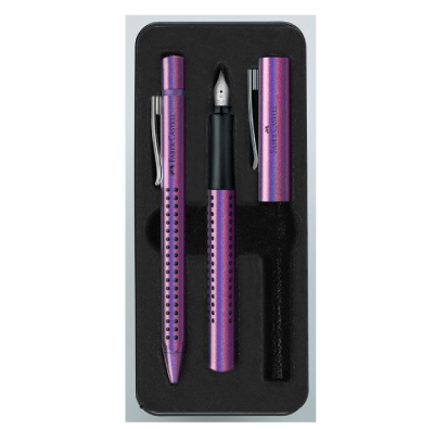 Faber - Castell set - Hemijska olovka i naliv pero, Grip violet M