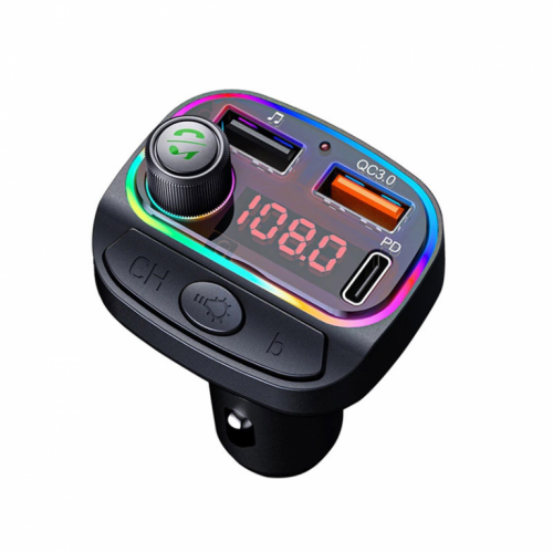 Bluetooth FM RGB Transmiter C14 QC3.0+PD crni