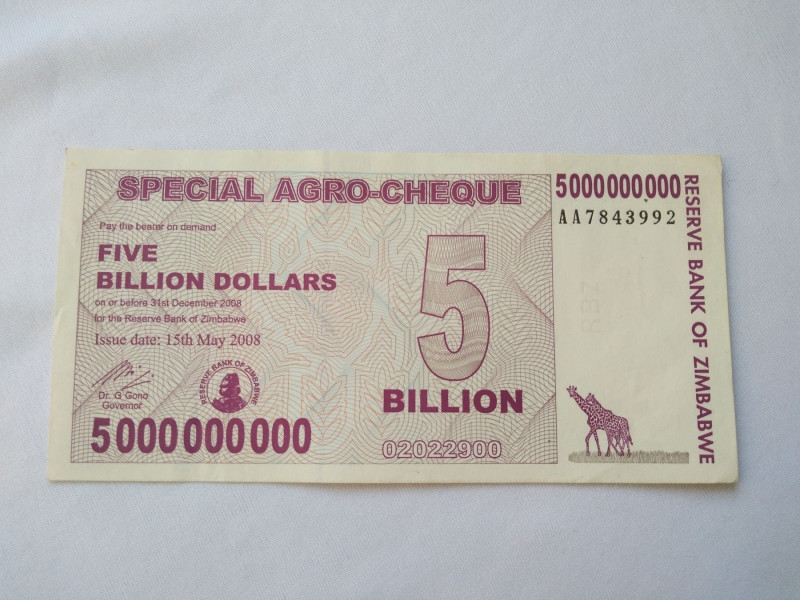 Zimbabve 5.000.000.000 dolara,2008 god.XF,AA,retko