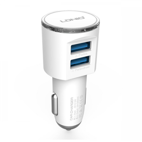 Auto punjac LDNIO DL-C29 dual USB 3.4A + Type-C kabel beli