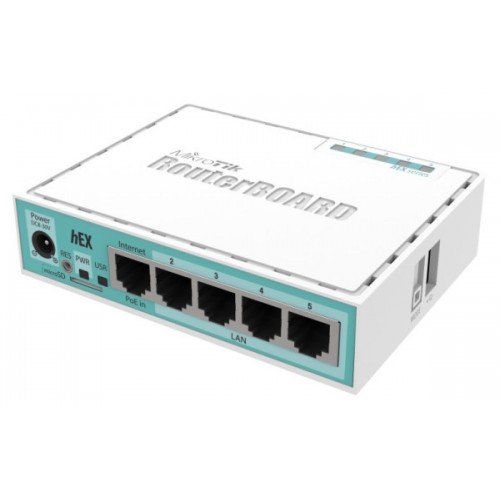 MikroTik RB750Gr3 heX 5xGigabit, Dual Core 880MHz CPU, 256MB RAM, USB, microSD, RouterOS L4 (264)