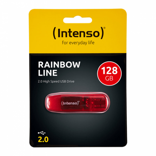 USB Flash drive INTENSO 128GB Hi-speed USB 2.0 Rainbow Line Rainbow crveni