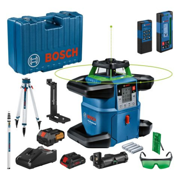 Bosch – Rotacioni građevinski laser GRL 650 CHVG – zelene linije + stativ BT 170 HD, 18V ProCORE, 1×4,0Ah – 06159940PR