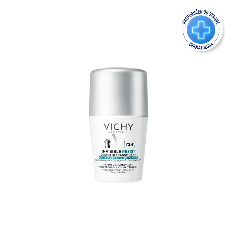 VICHY DÉODORANT Roll On Invisible Resist 72h Antiperspirant bez Tragova na Odeći 50 mL