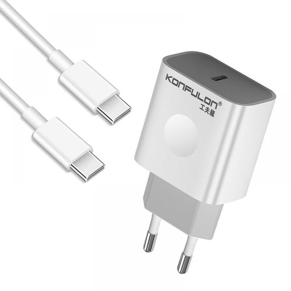 KONFULON C69D+DC15 20W Kućni punjač sa PD USB C na USB C kablom