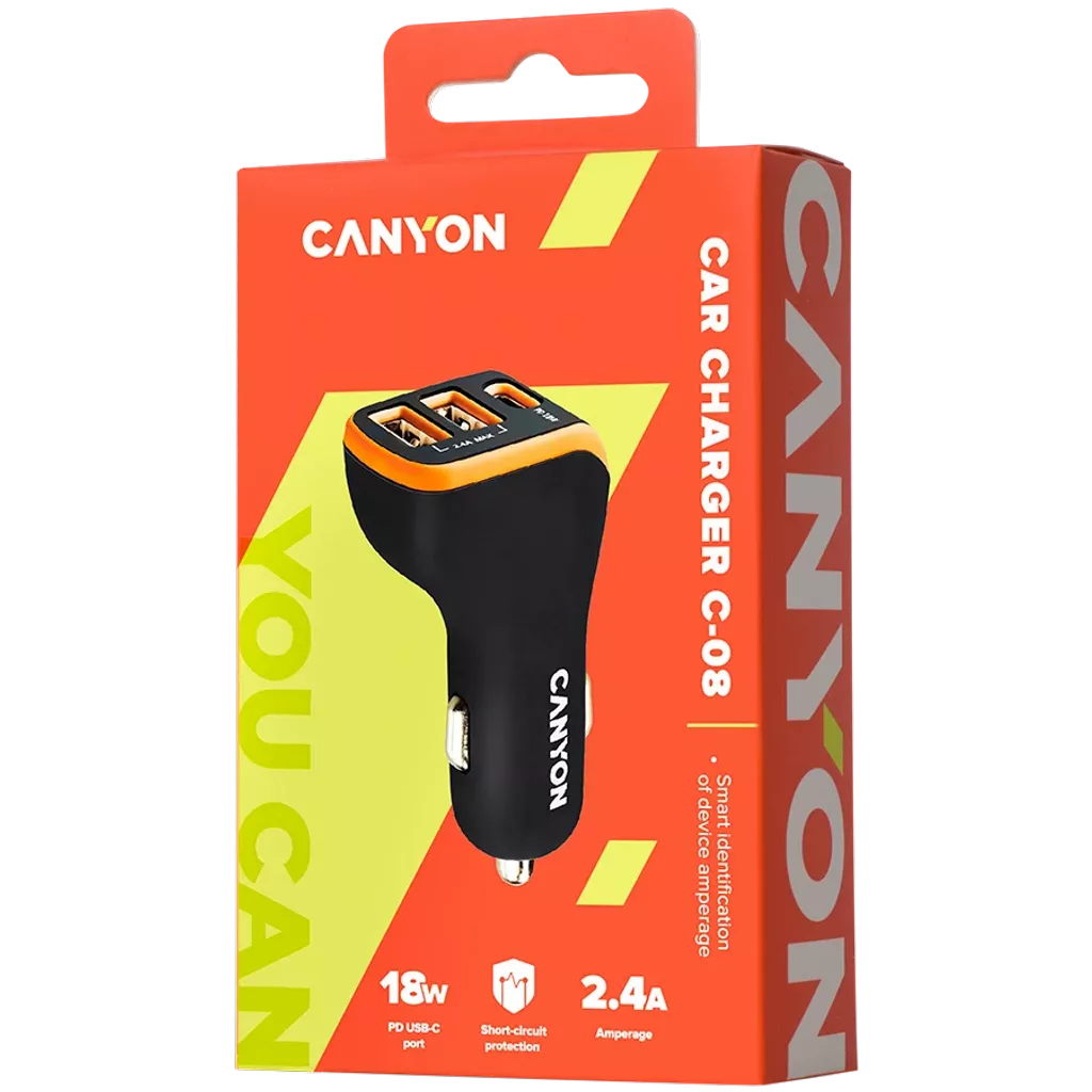 CANYON Univerzalni auto punjač 3xUSB C-08