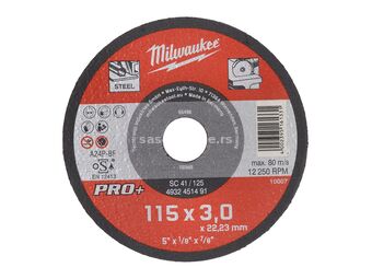 MILWAUKEE Tanka rezna ploča za metal PRO+ 115 x 3 x 22.2 mm