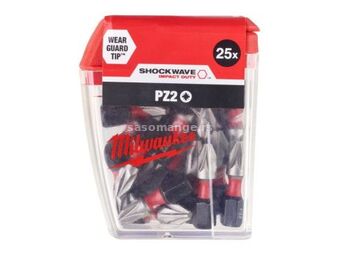 MILWAUKEE Udarni bitovi PZ SHOCKWAVE ojačani 1/4 PZ2 x 25mm (set od 25 kom)