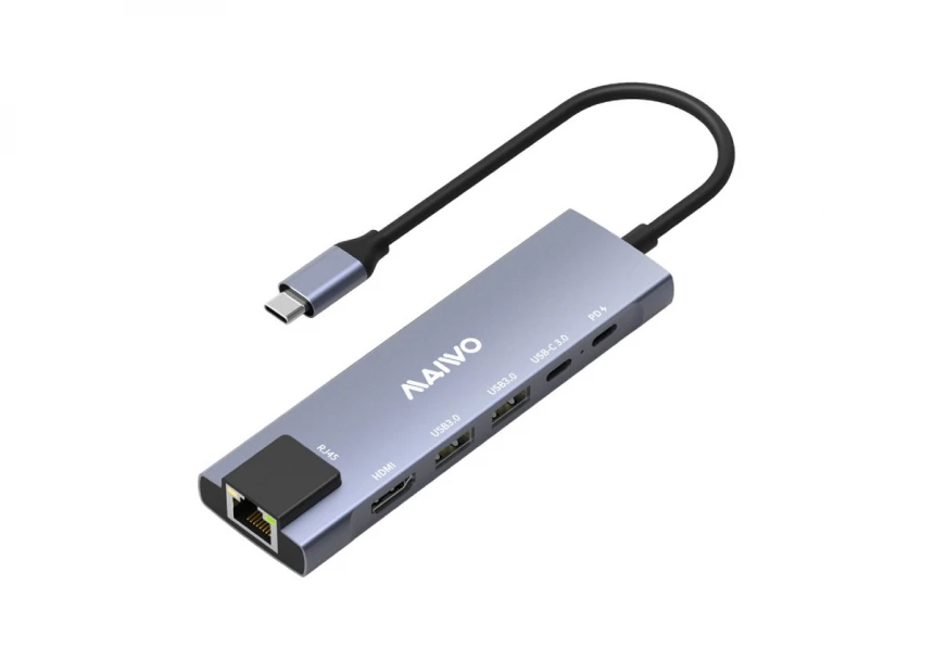 USB 3.1 Tup-C 6 u 1 adapter USB3.0+HDMI+USB C PD+USB C DATA+RJ45, KH06RH