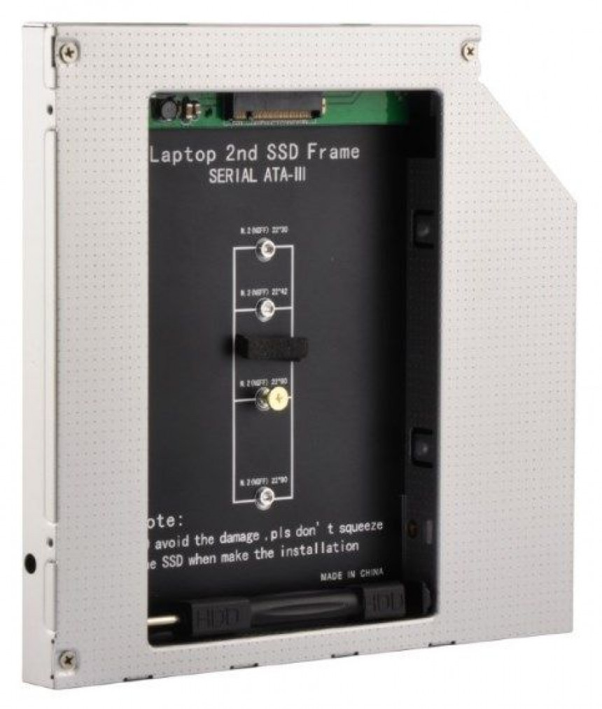A-SATA12M2-01 Gembird Fioka za montazu NGFF(M.2)SSD (do 12.7mm)u5.25 leziste u Laptop umesto opti FO 20080