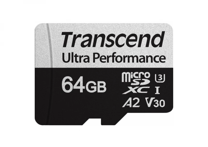 Transcend 64GB microSD w/ adapter UHS-I U3 A2 Ultra Performance, Read/Write up to 160/80 MB/s