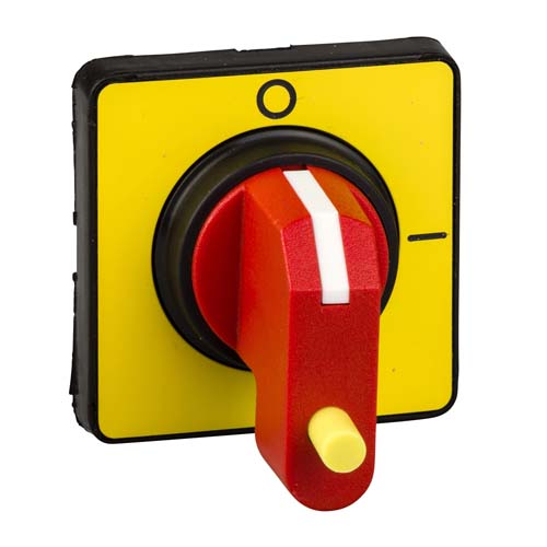 SE Handles and front platesTeSys Controlred handleyellow front1 padlocking4 screws fixing