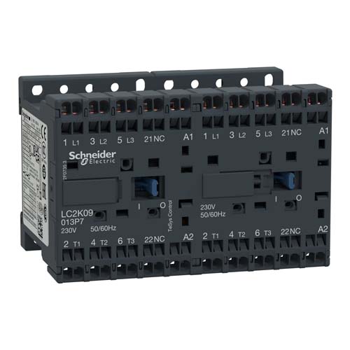SE reversing Contactor TeSys K 3P AC-3/AC-3e440V 9A 1NC 230V AC coil