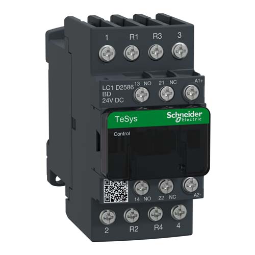 SE Contactor TeSys Deca 4P(2NO+2NC) AC-1 <=440V 40A 24VDC coil lugs-ring terminals