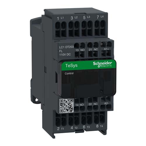 SE Contactor TeSys Deca 4P(4 NO) AC-1 <=440V 20A 110VDC low consumption coil spring terminal