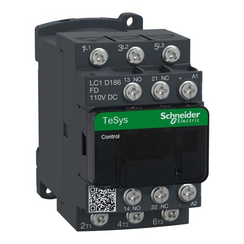 SE Contactor TeSys Deca 3P(3NO) AC-3/AC-3e <=440V 18A 110V DC coil lugs-ring terminals