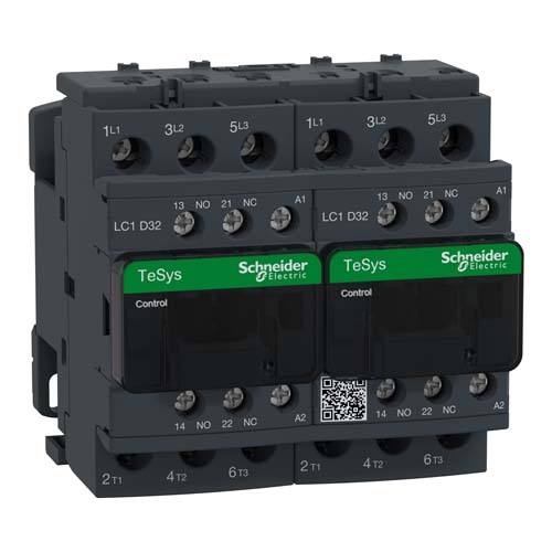 SE Reversing Contactor TeSys Deca 3P(3NO) AC-3 <=440V 32A 120V AC 50/60Hz coil screw clamp terminals