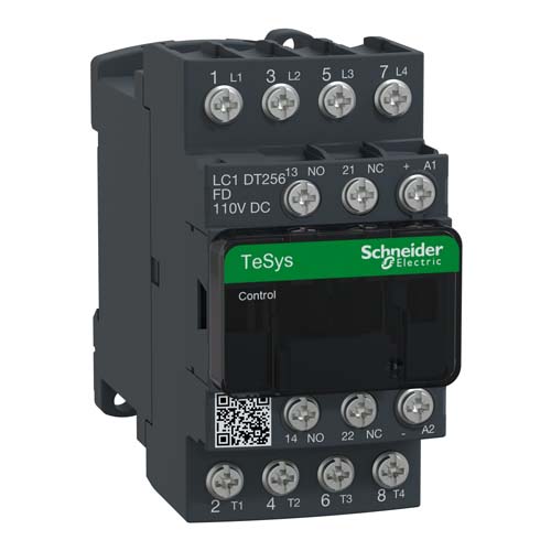 SE Contactor TeSys Deca 4P(4 NO) AC-1 <=440V 25A 110VDC standard coil lugs-ring terminals