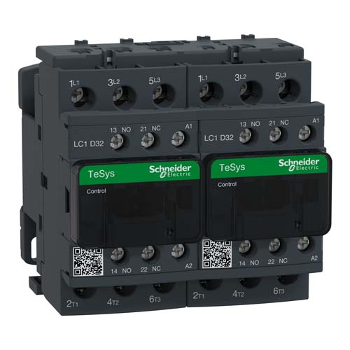 SE Reversing Contactor TeSys Deca 3P(3NO) AC-3 <= 440V 32A 120V AC coil screw clamp terminals