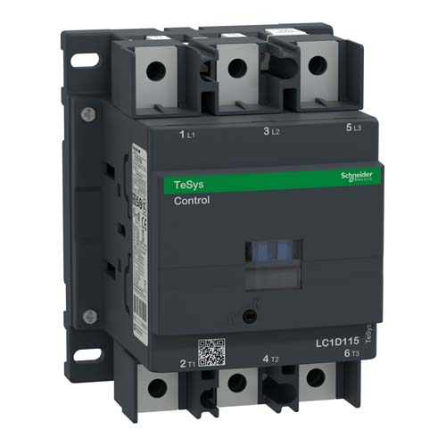 SE Contactor TeSys Deca 3P(3NO) AC-3/AC-3e <=440V 115A 220V AC 50Hz coil lugs/bars terminals