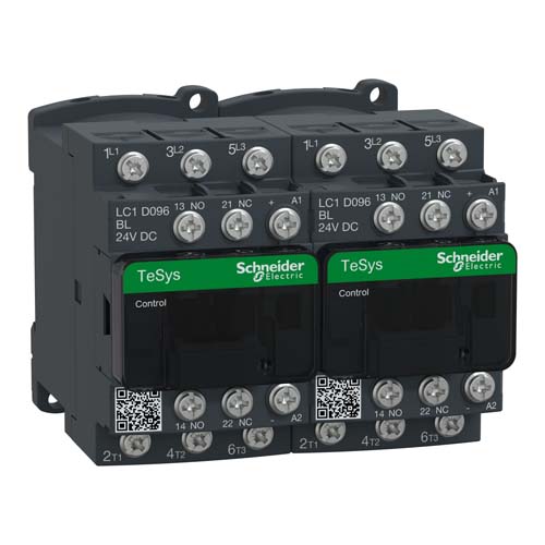 SE Reversing Contactor TeSys Deca 3P(3NO) AC-3 <= 440V 9A 24V low consumption DC coil