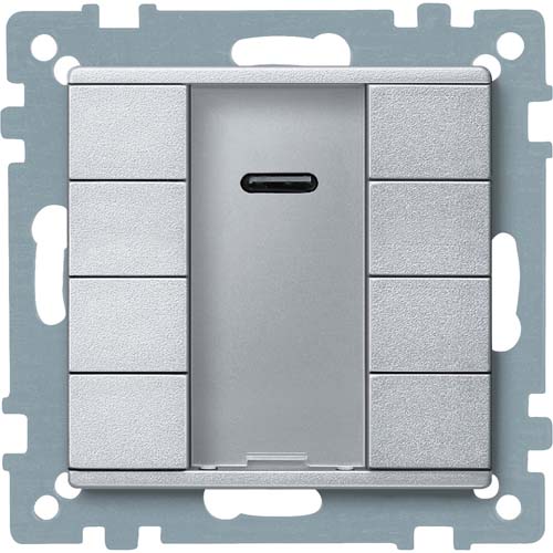 SE Push-button 4-gang plus with IR receiver aluminium System M