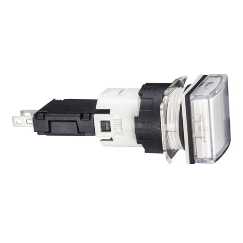 SE Complete pilot light Harmony XB6 square white plastic 16mm integral LED 12…24V