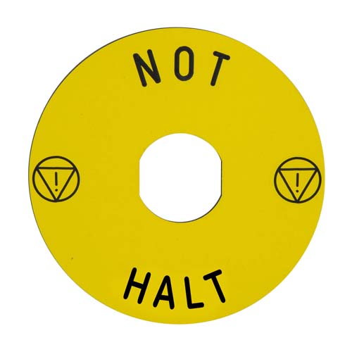 SE natpis Ø90 za taster nužnog isklj. – NOT-HALT/logo ISO13850