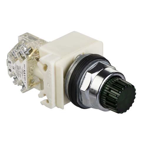 SE Illuminated push-button Harmony 9001K metal projecting green 30mm spring return 120V 1 C/O