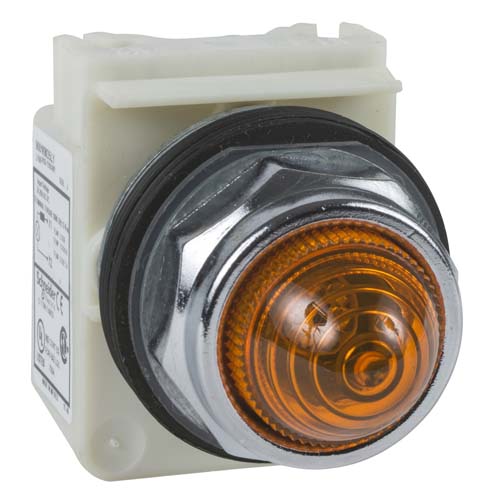 SE Pilot light Harmony 9001K metal polycarbonate domed amber 30mm 220-240V