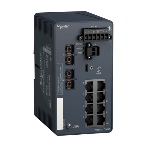 SE network switch Modicon Networking managed 8 ports for copper with 2 ports for fiber optic multimode