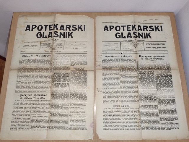 Apotekarski glasnik - 20 Okt. i 5. Nov. 1940. godine