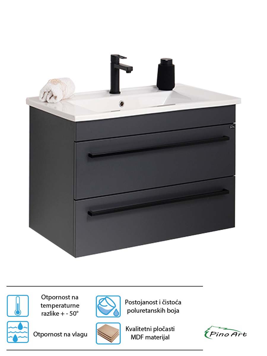 Lavabo sa ormarićem Pino Art Atria 65cm 0976 Antracit