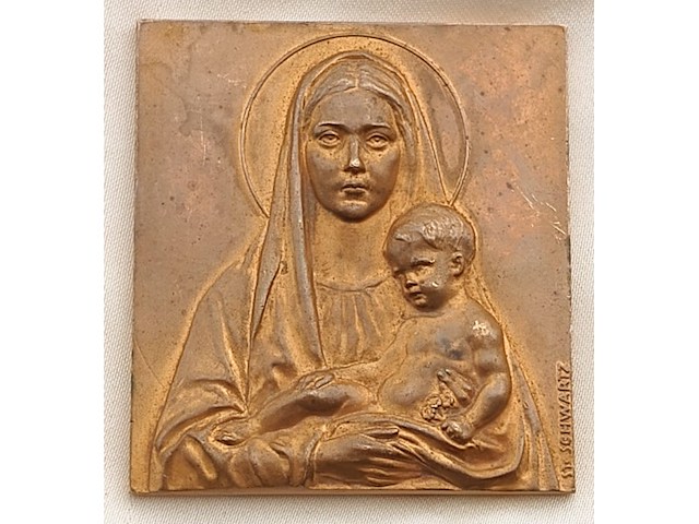 Bogorodica sa Hristom bronzana plaketa Stefan Švarc Aus