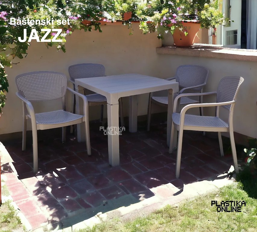 Baštenski set JAZZ (sto Orfeo 80x80cm i 4 stolice Jazz)