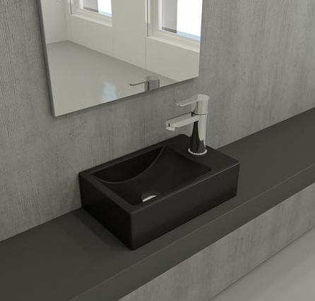 Lavabo | Milano Nadgradni 37x23cm Desna Rupa Crni