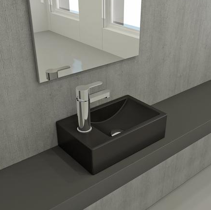 Lavabo | Milano Nadgradni 37x23cm Leva Rupa Crni