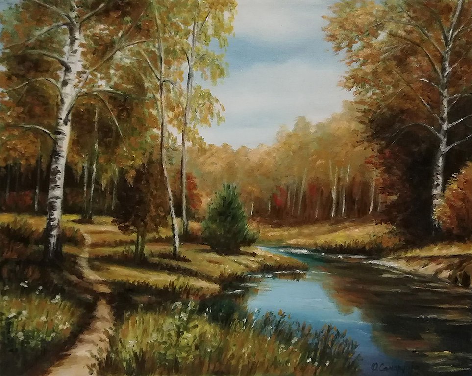 Breze kraj potoka - jesen