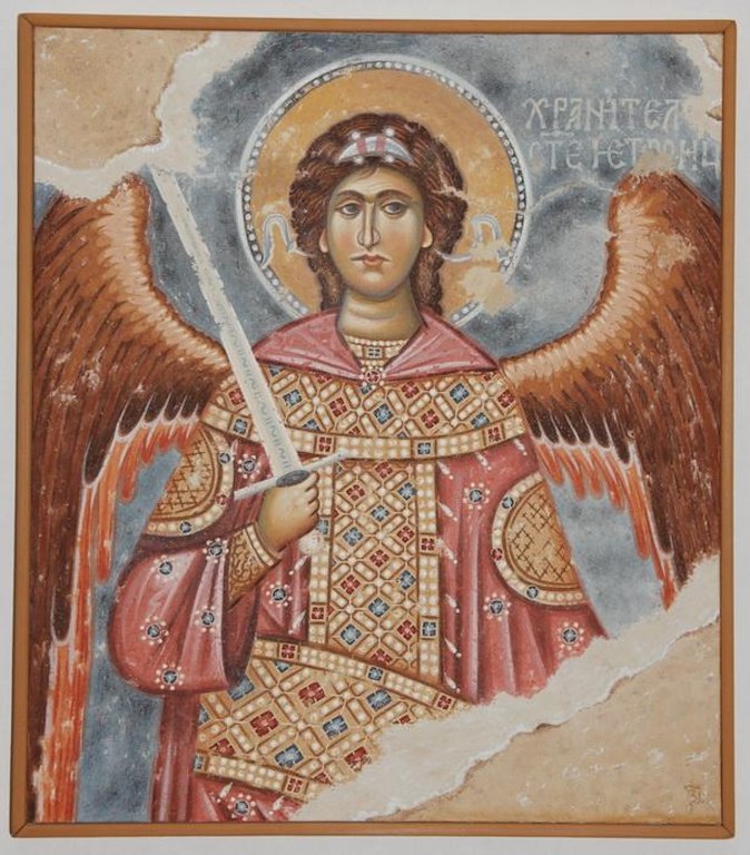 Sopocani, Arhandjel - cuvar Svete Trojice, detalj, kopija freske