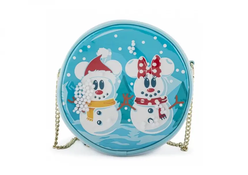 Disney Snowman Mickey Minnie Snow Globe Crossbody Bag